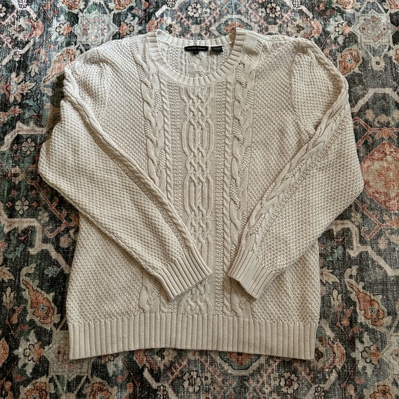 JEANNE PIERRE | Sweaters | Jeanne Pierre Offwhite Fisherman Cable Knit ...